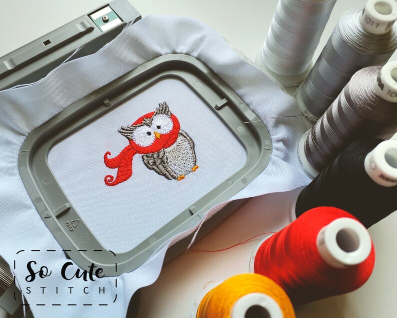 Owl Machine Embroidery Designs Mini Winter Owl With Scarf - Etsy