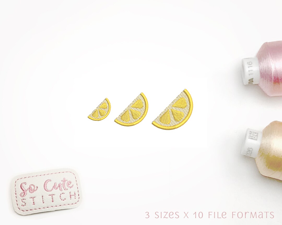 Mini Lemon Slice Embroidery Design, Filled Stitch Designs for Machine ...