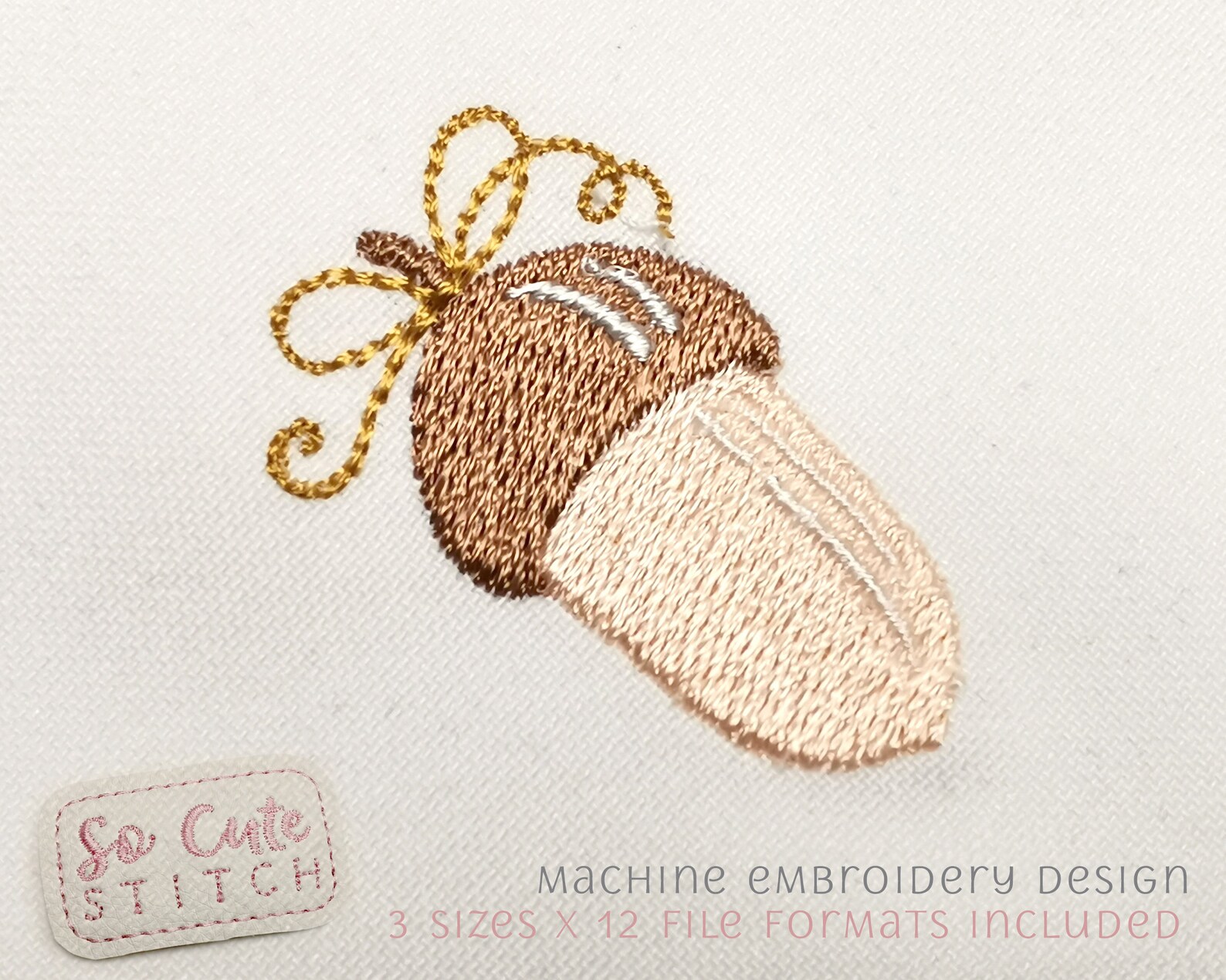 Mini Acorn With Bow Embroidery Design: Fall Accent (digital Download ...