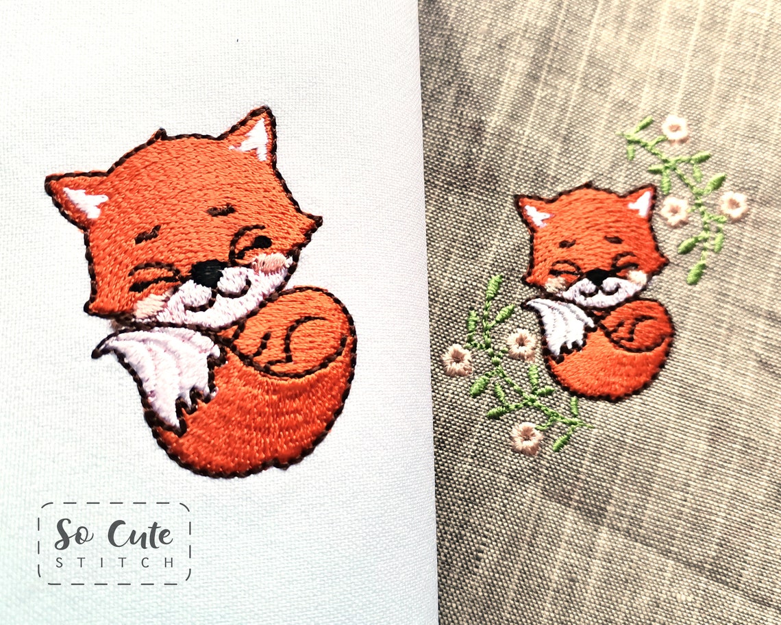 Mini Fox Embroidery Design Filled Stitch Designs for Machine | Etsy