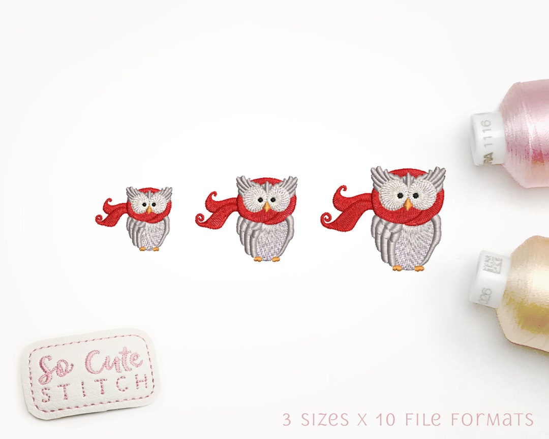 Owl Machine Embroidery Designs, Mini Winter Owl With Scarf Embroidery ...