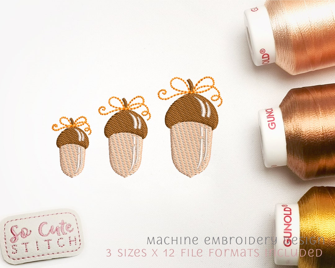 Mini Acorn With Bow Embroidery Design: Fall Accent (digital Download ...