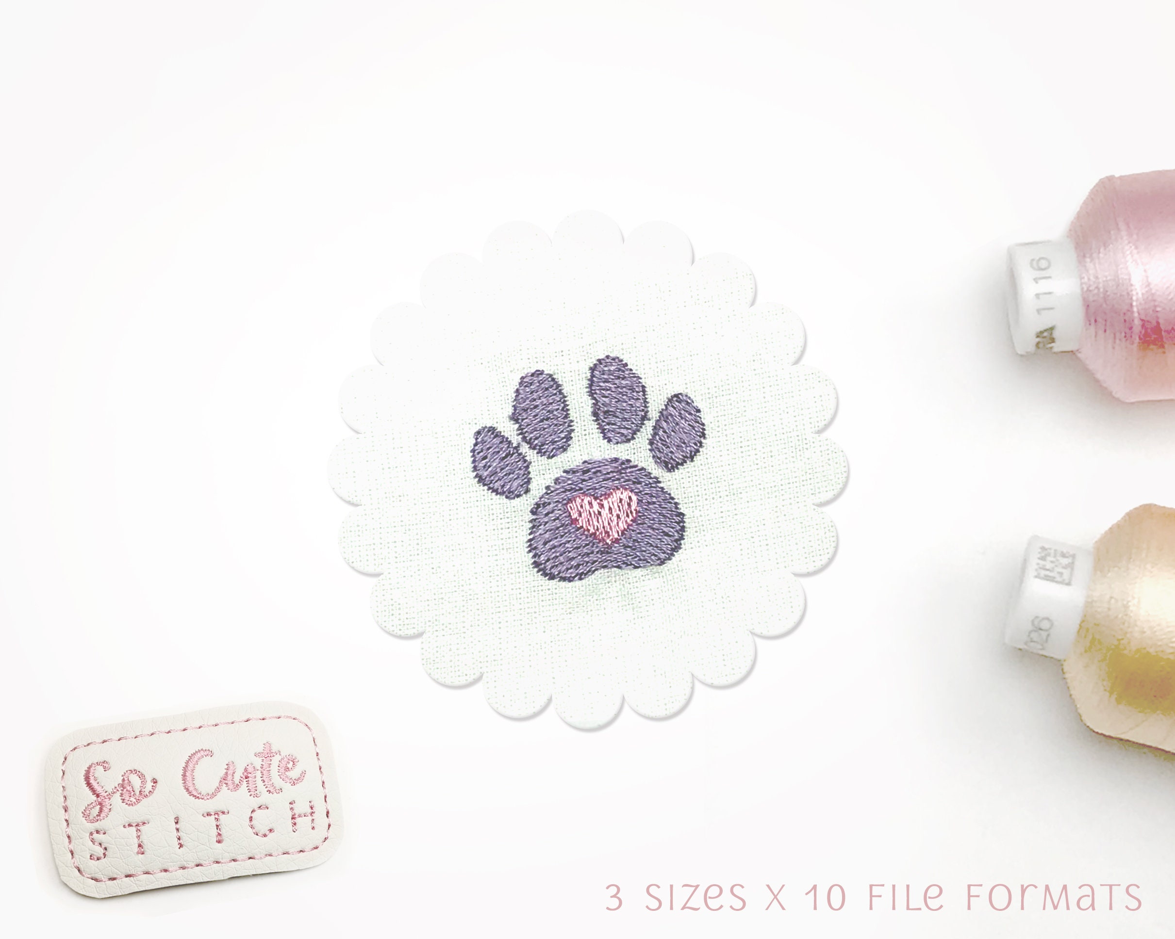 Mini Dog Paw Heart Embroidery Design: Filled Stitch (digital Download ...