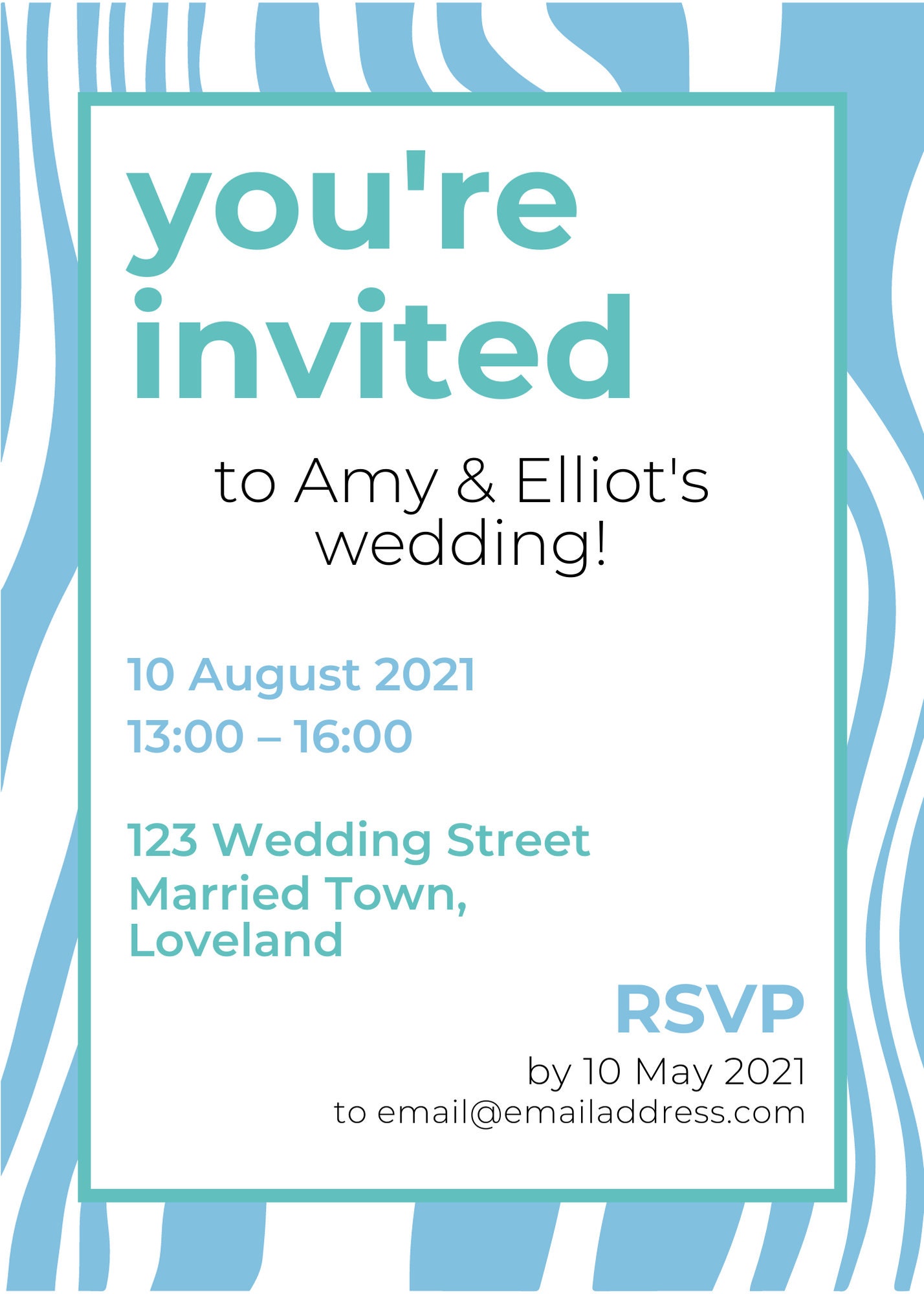 Abstract Wedding Invitation Template, Editable Canva Printable Wedding ...