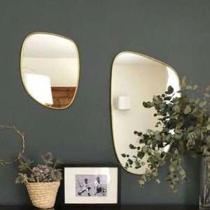Irregular Golden Mirror, Gold Mirror, Brass Mirror, Handmade Mirror ...