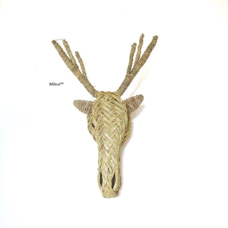 Straw TROPHY Animal Heads natural Fibersbraided - Etsy