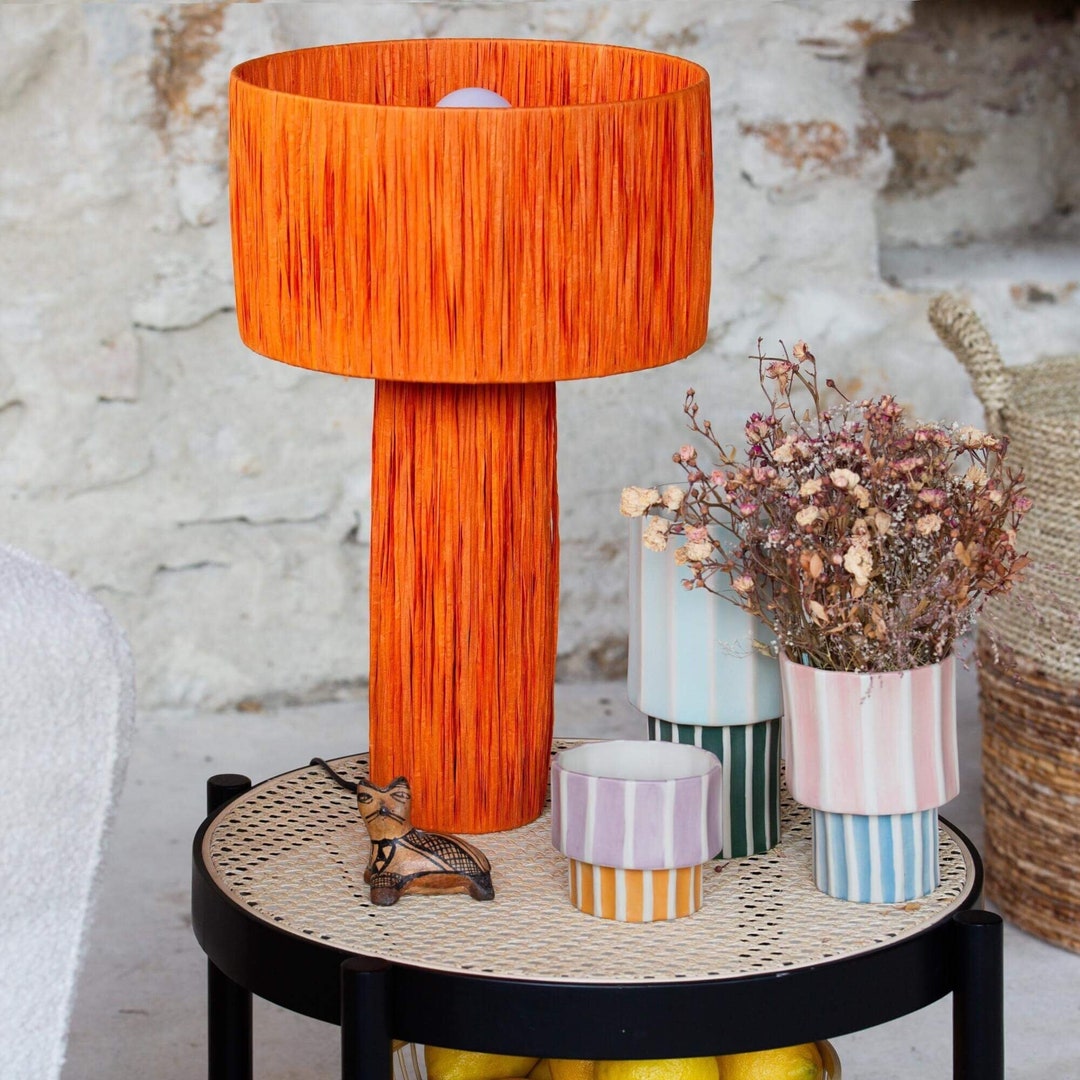 Natural Raffia Lamp, Raffia Lampshade, TABLE LAMPSHADES Moroccan ...