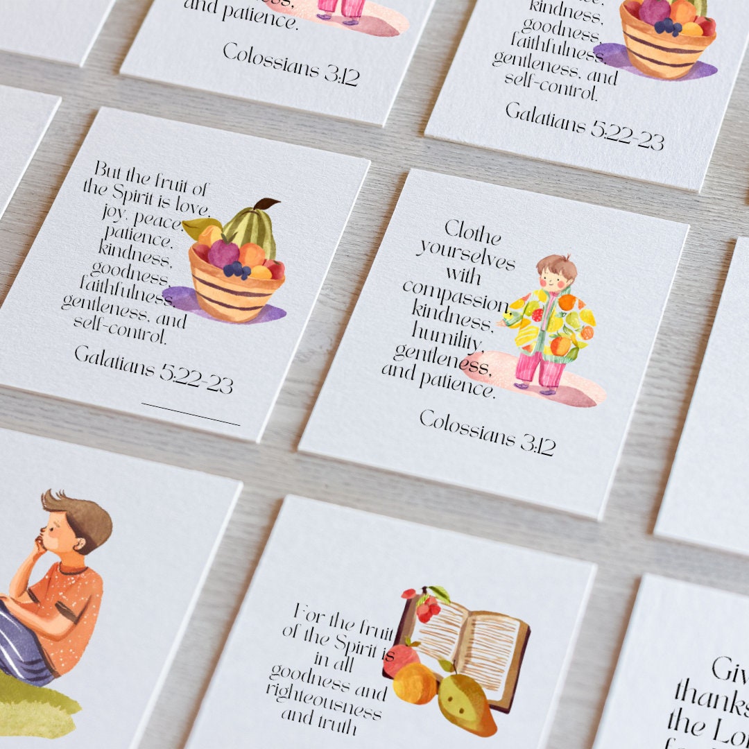 Children's Bible Verse Memory Cards - Set of 4 - Fruit of the Spirit ...