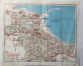 Vintage Tangier Map - Etsy