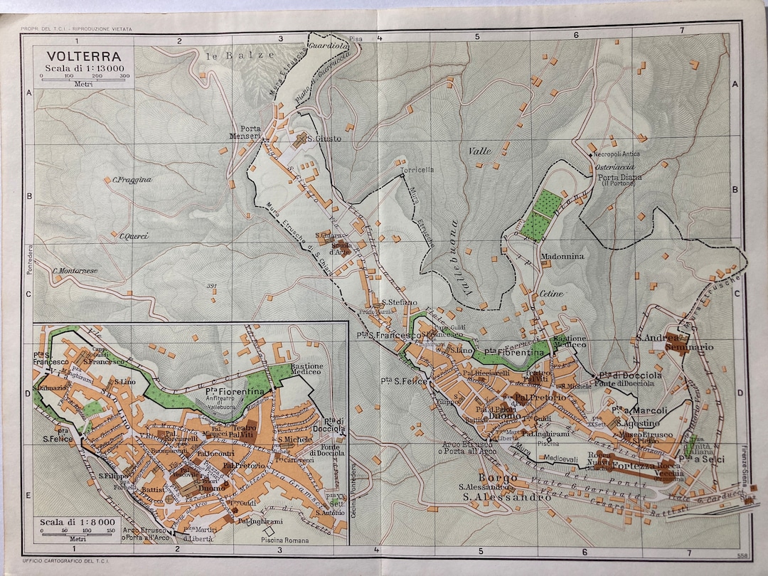 Volterra Map, Original Document From 1927 in Perfect Condition, Size6 ...