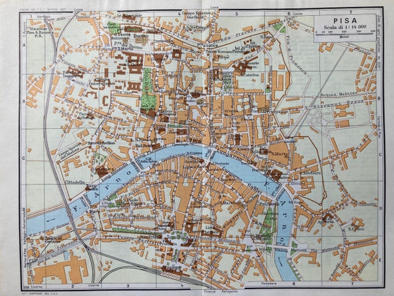 Pisa Map Original Document From 1927 in Perfect Condition - Etsy