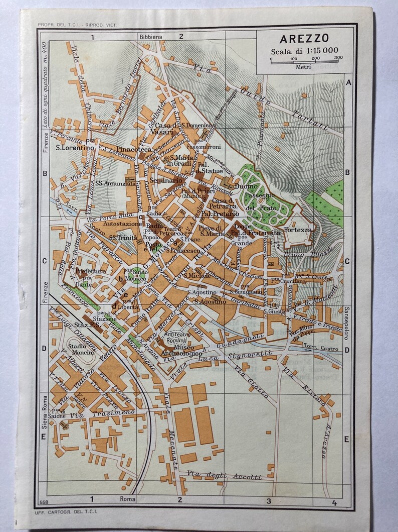 Arezzo Map, Vintage, Original Document From 1970 in Perfect Condition ...
