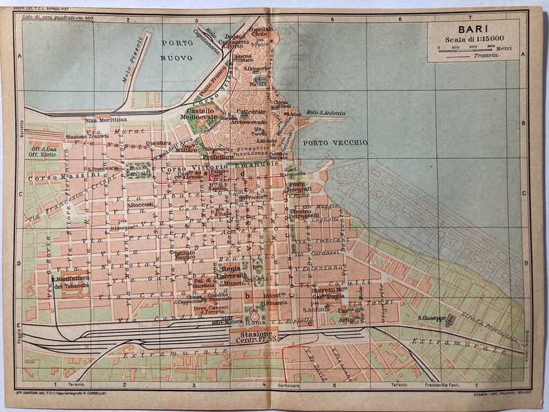Bari Map Original Document From 1927 in Perfect Condition - Etsy