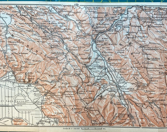 Fucino, Conca Di Sulmona, Maiella Map, Vintage, Original Document From ...