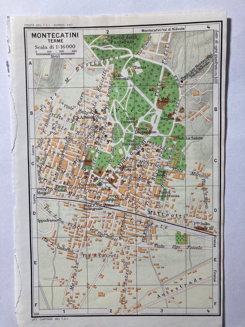 Montecatini Terme Map, Vintage, Original Document From 1970 in Perfect ...