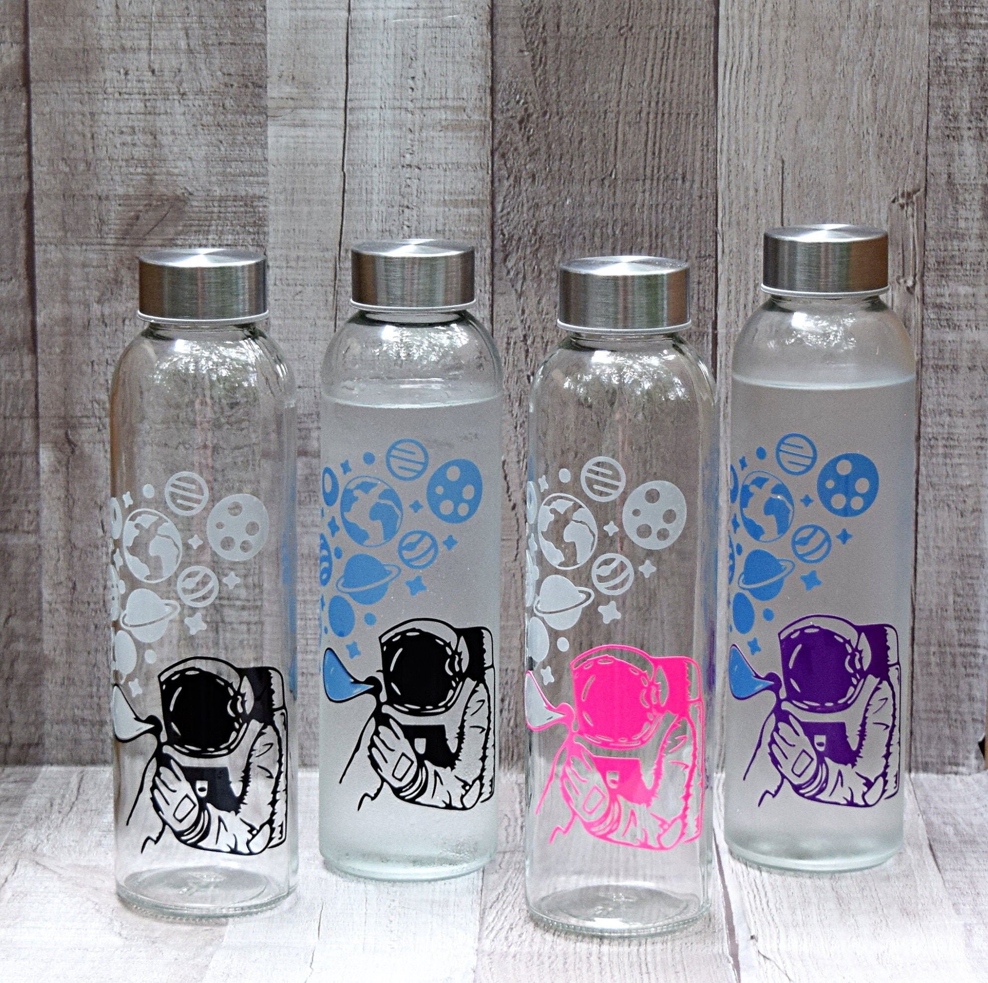 Color Changing Glass Water Bottle 18oz Astronaut Bottle - Etsy UK