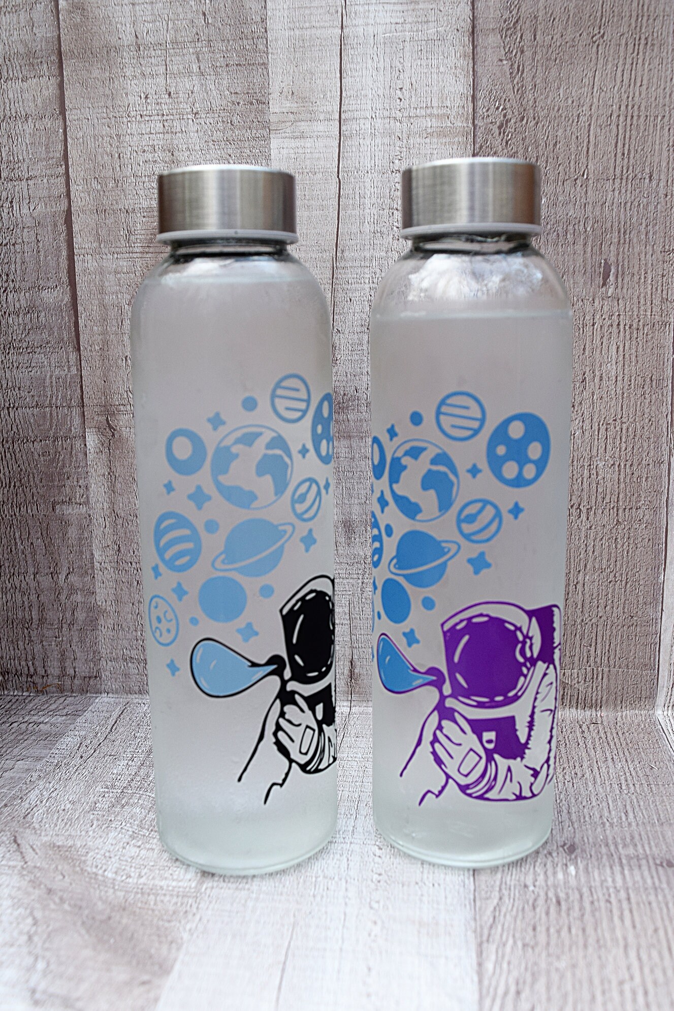 Color Changing Glass Water Bottle 18oz Astronaut Bottle - Etsy UK