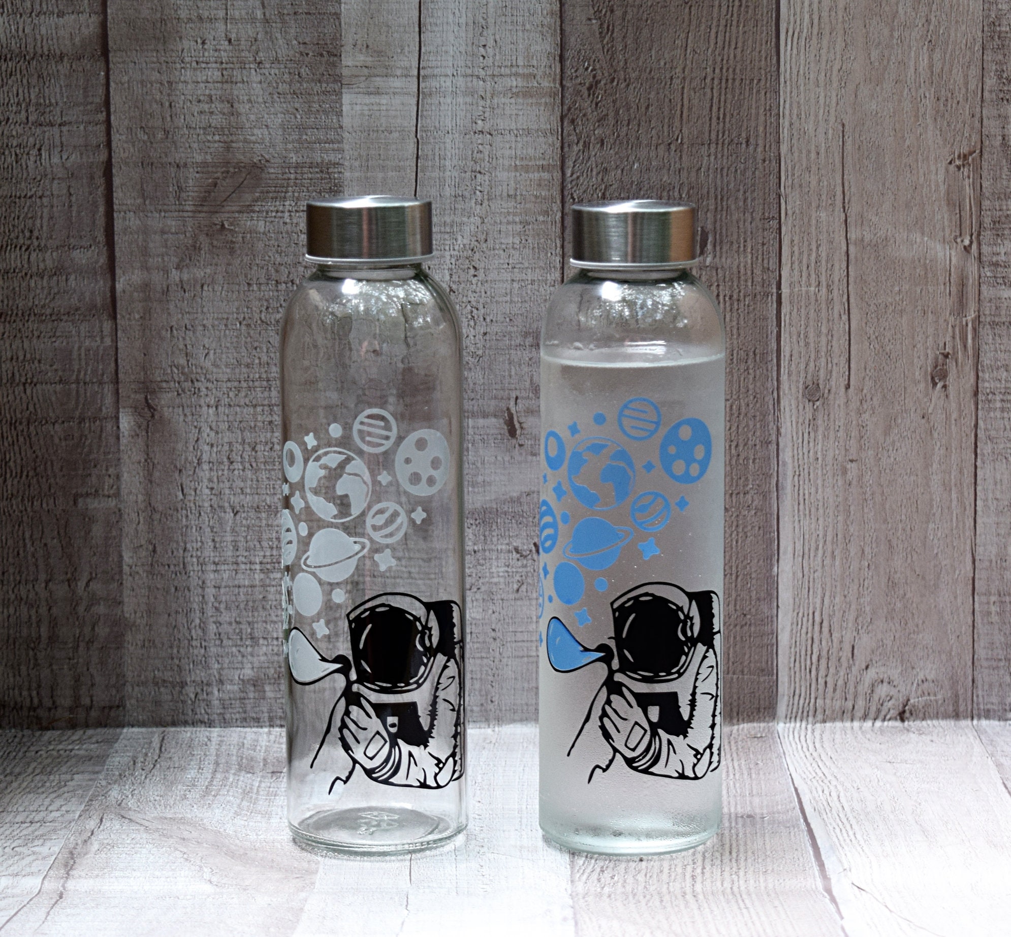 Color Changing Glass Water Bottle 18oz Astronaut Bottle - Etsy UK