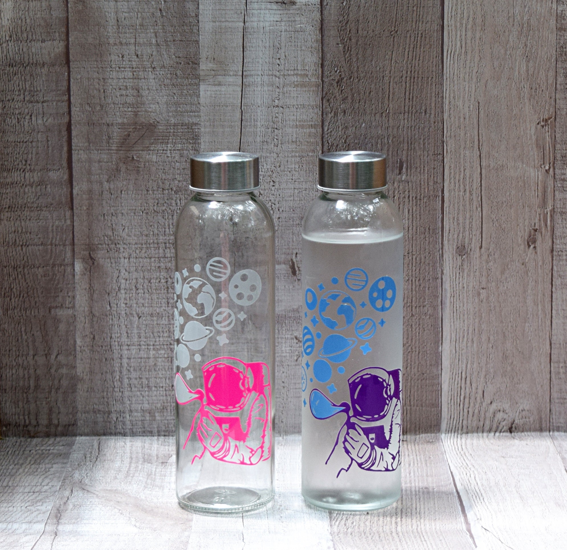 Color Changing Glass Water Bottle 18oz Astronaut Bottle - Etsy UK