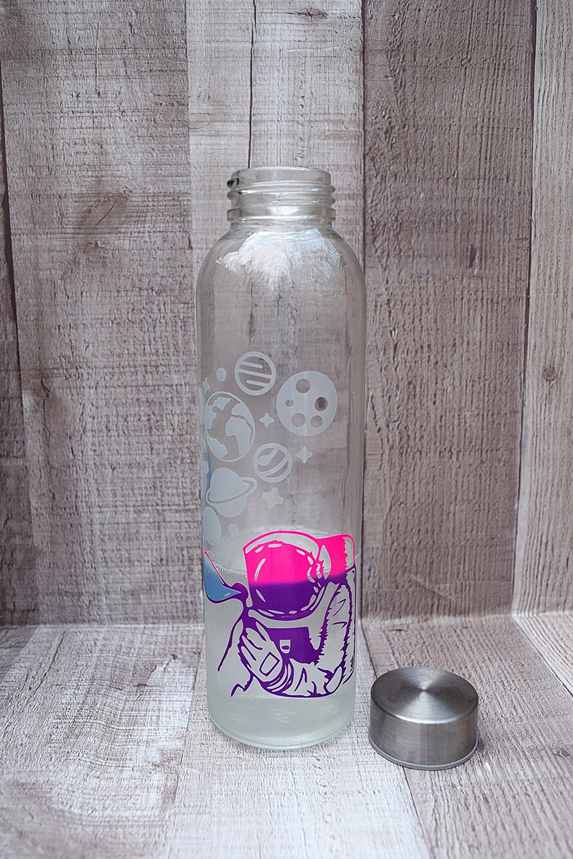 Color Changing Glass Water Bottle 18oz Astronaut Bottle - Etsy UK
