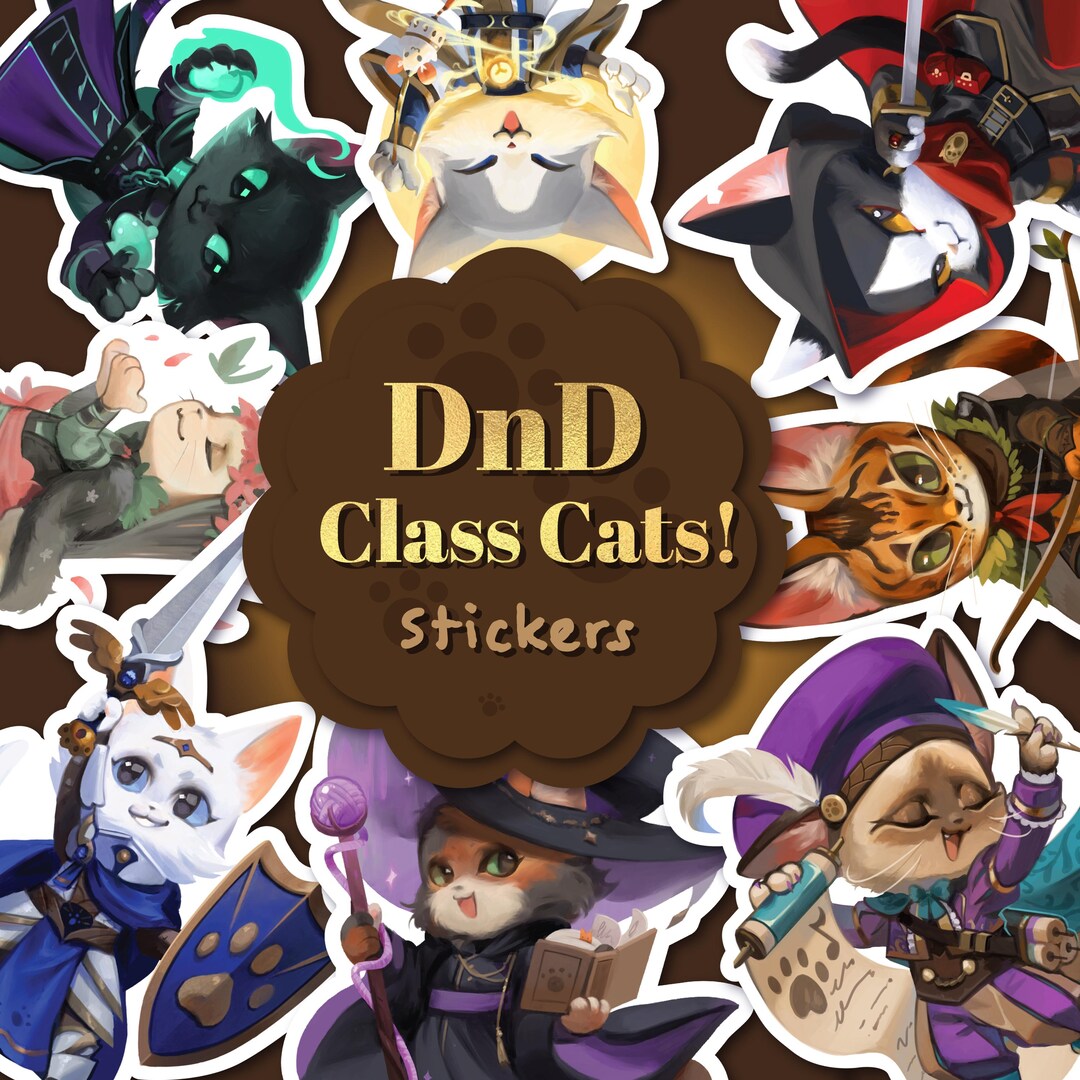 Dnd Class Cats Stickers - Etsy