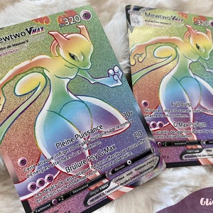 Mewtwo Rainbow Custom Card Textured Glitter Print Fanart Pokemon - Etsy