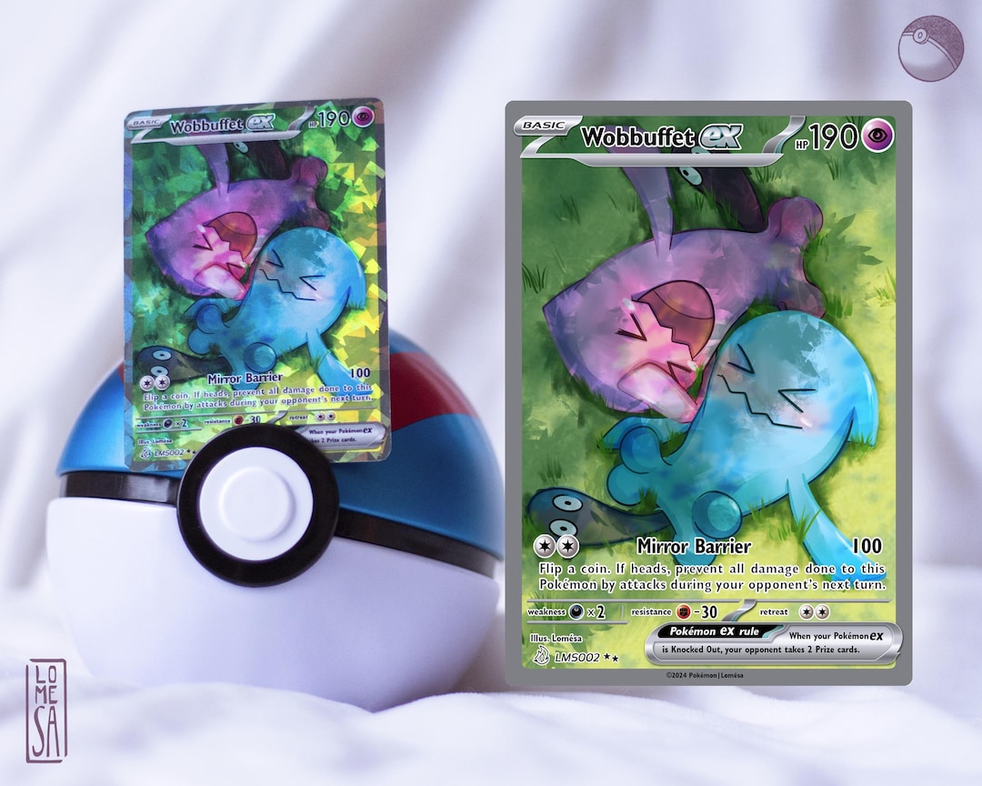 Wobbuffet Shiny Pokemon Custom Card Holo English Print Fanart Pokemon ...