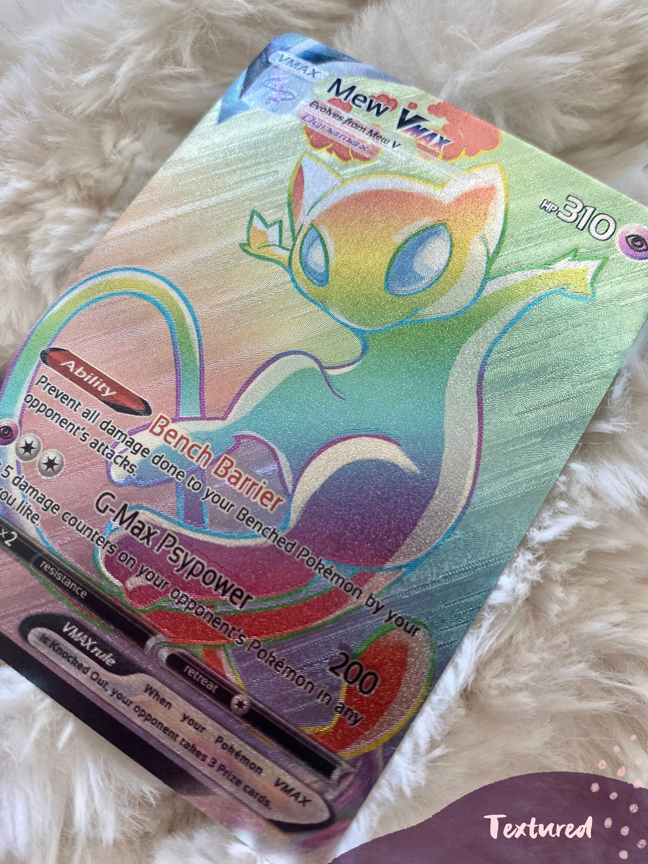 Mew Rainbow Custom Card Textured Glitter Print Fanart Pokemon - Etsy
