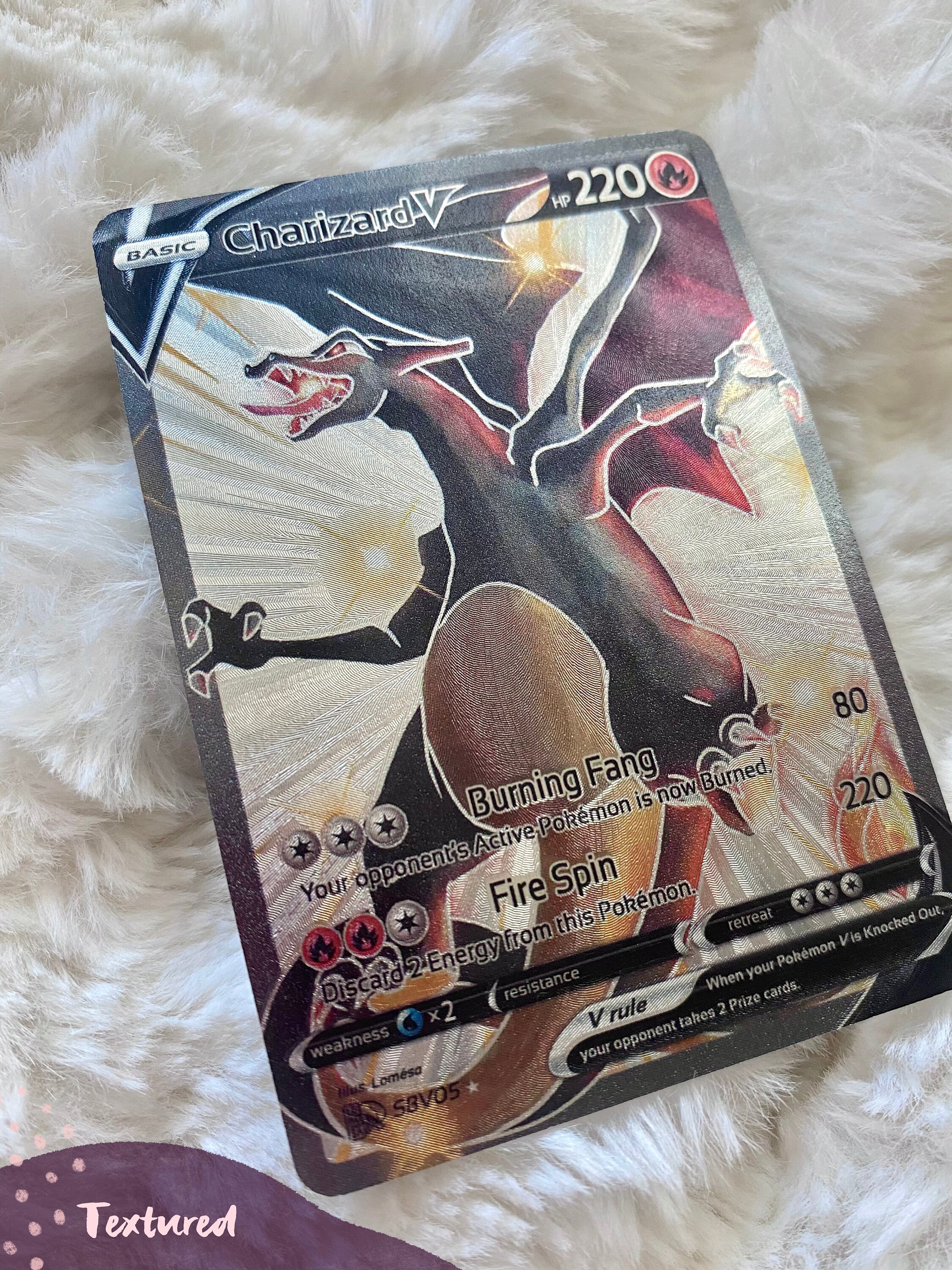 Charizard Shiny Custom Card Textured Glitter Dracaufeu Print - Etsy