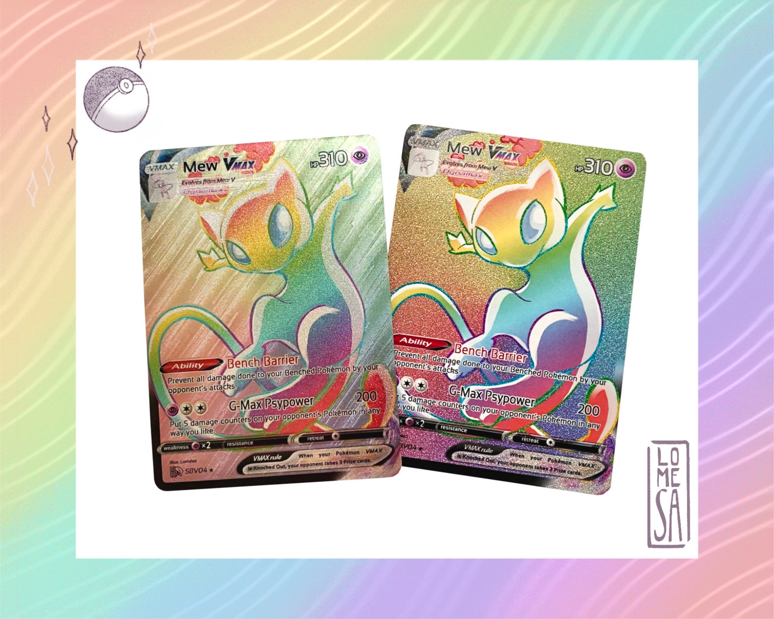 Mew Rainbow Custom Card Textured Glitter Print Fanart Pokemon - Etsy