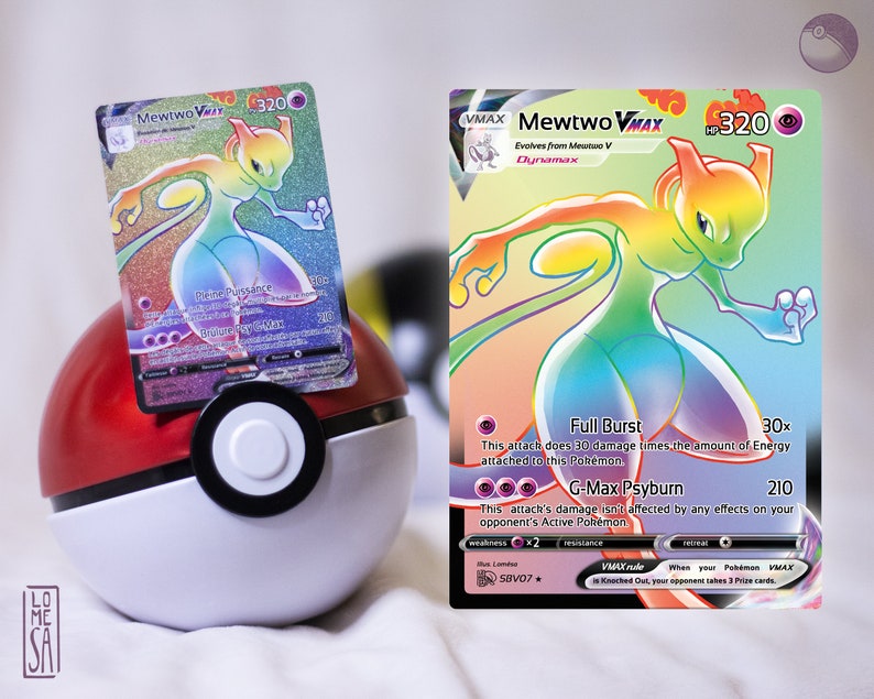 Mewtwo Rainbow Custom Card Textured Glitter Print Fanart Pokemon - Etsy