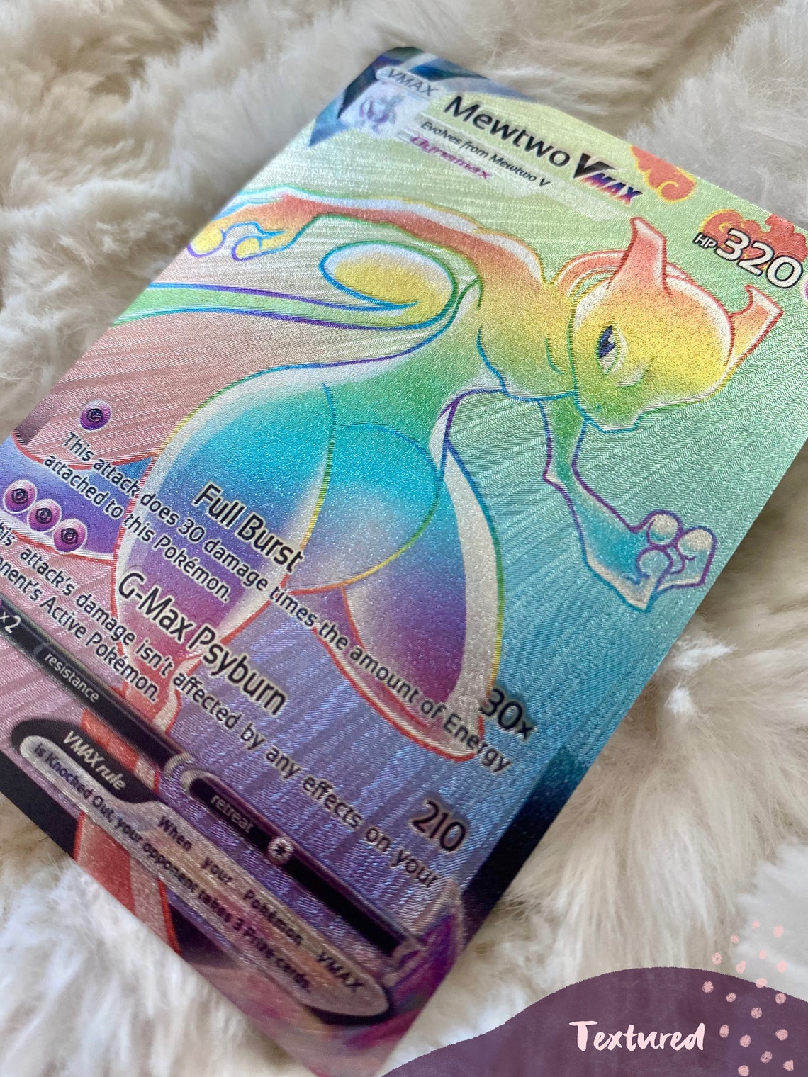 Mewtwo Rainbow Custom Card Textured Glitter Print Fanart - Etsy