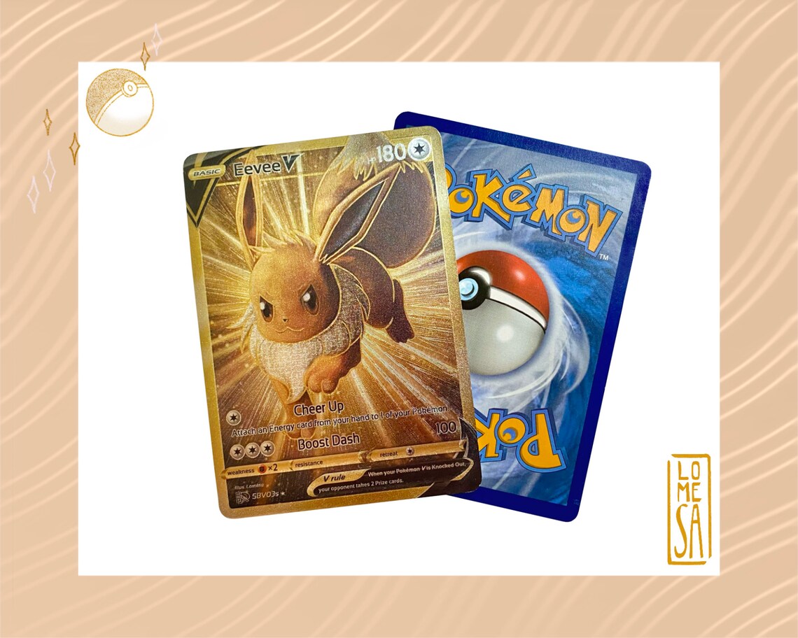 Eevee Custom Card Gold Textured Print Fanart Pokemon - Etsy