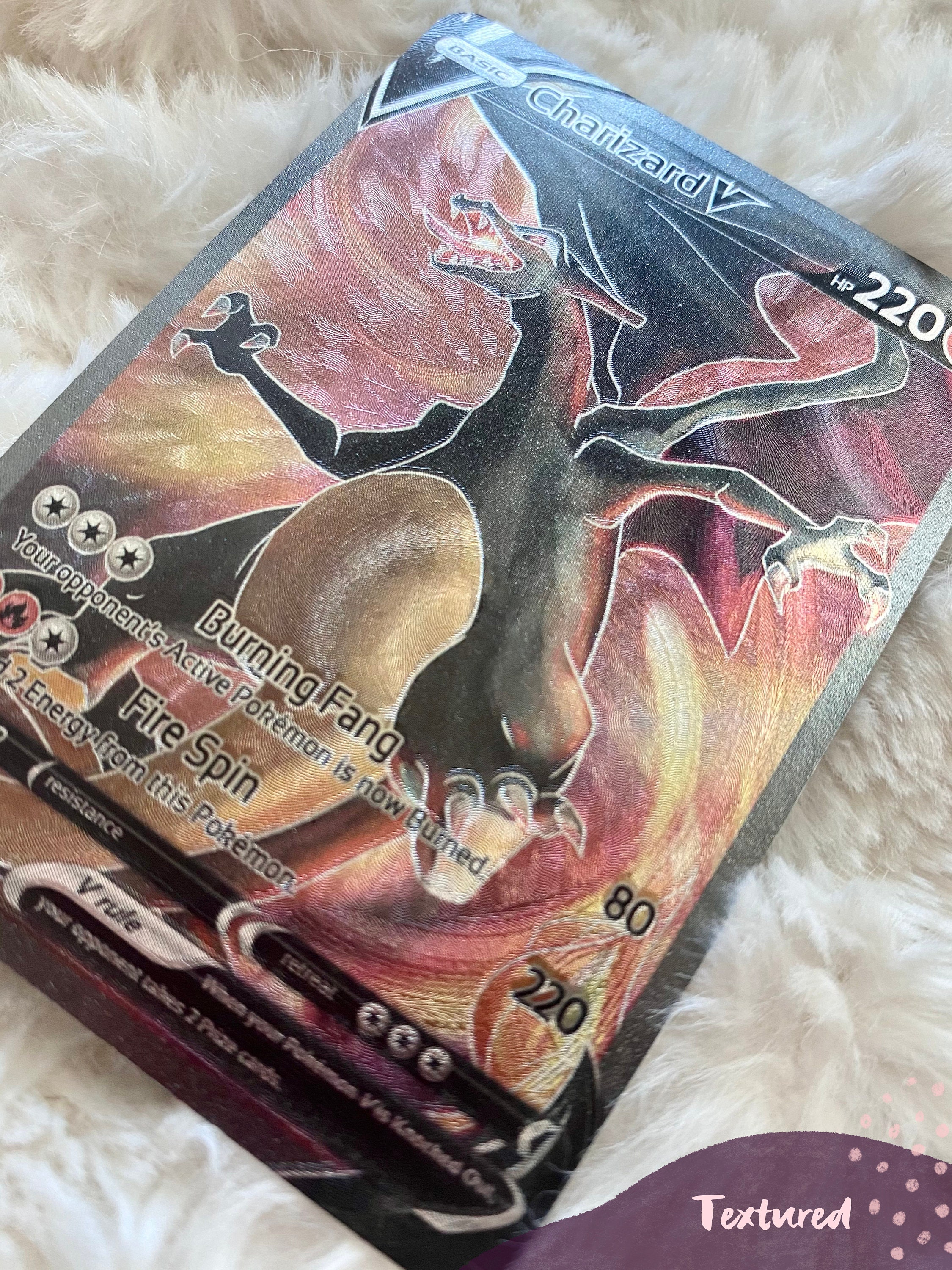 Charizard Shiny Custom Card Textured Glitter Dracaufeu Print - Etsy