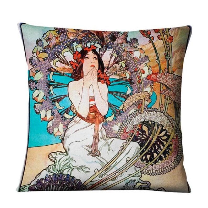 Alphonse Mucha Cushion Covers Vintage Art Pillow Cases 45 X 45 Cm, Art ...