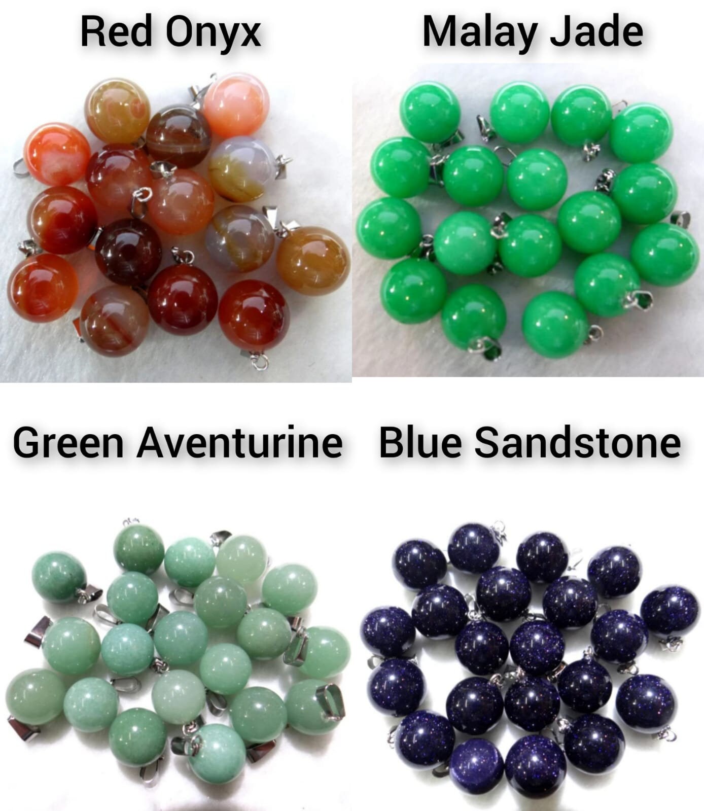 12-24 Pcs/lot Crystal Ball Charms Pendants Assorted Mix Natural Stone ...