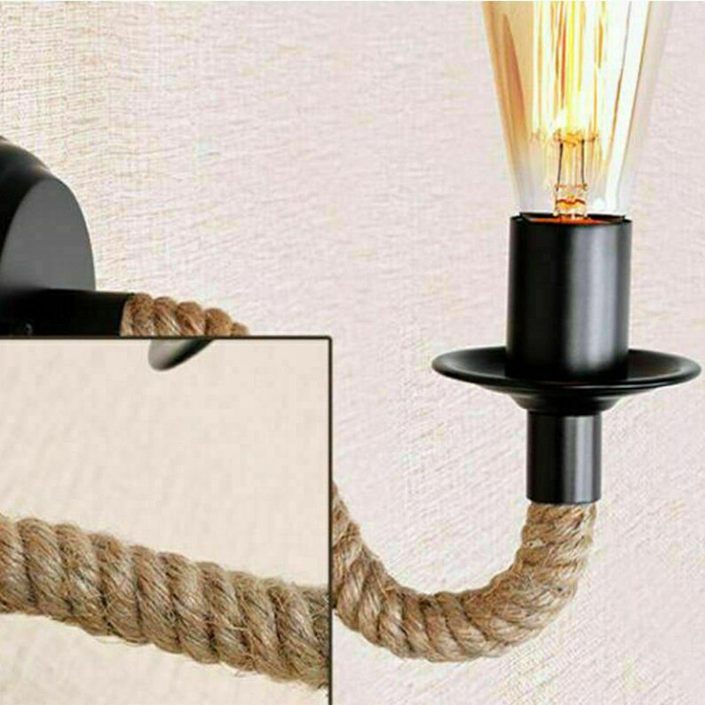 Industrial Hemp Rope Wall Sconce/light 8046 - Etsy UK