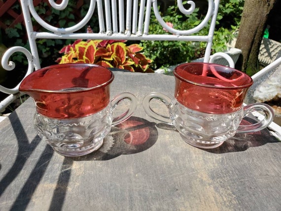 Rare Kings Crown Ruby Red Creamer & Sugar Pair BB201 | Etsy