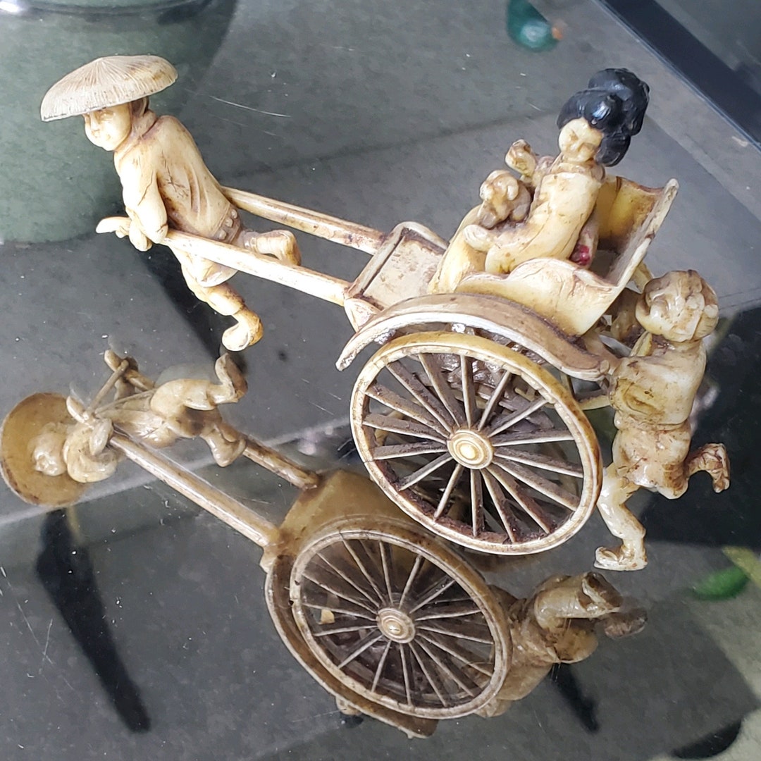 Rare! Vintage Celluloid Japanese Woman W/ Dog in Rickshaw - Etsy