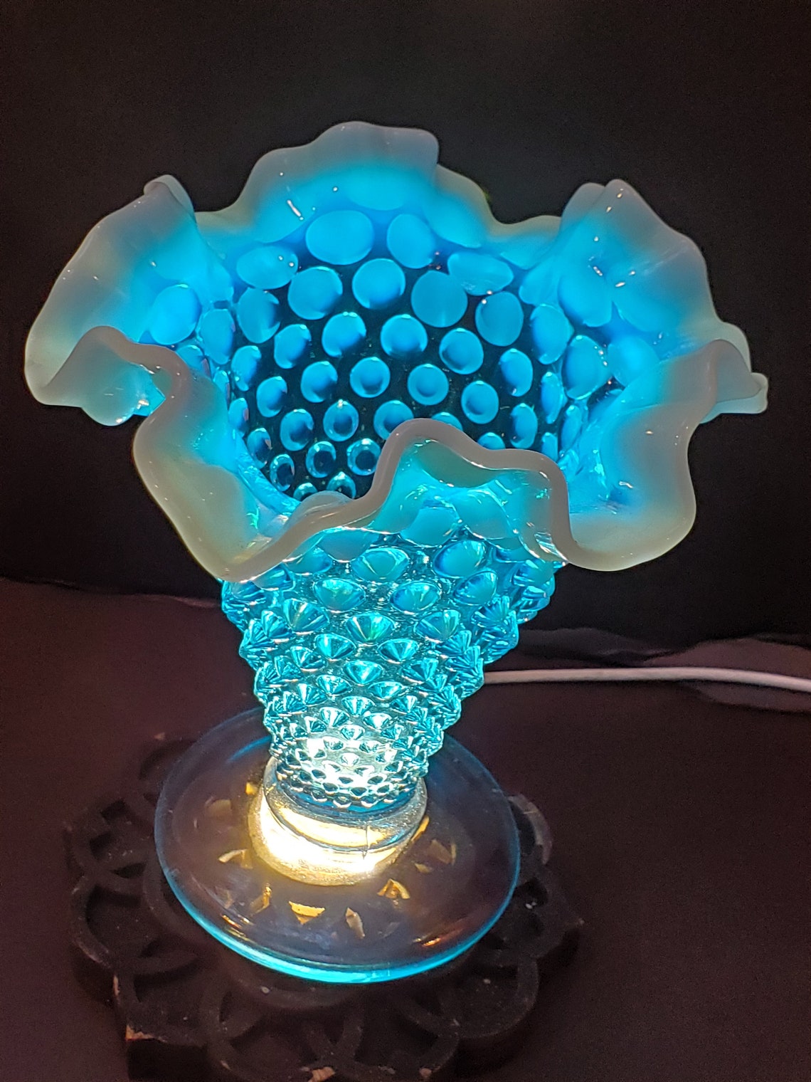 Gorgeous Vintage Cobalt Blue Fluted Glass Ruffled Vase by - Etsy