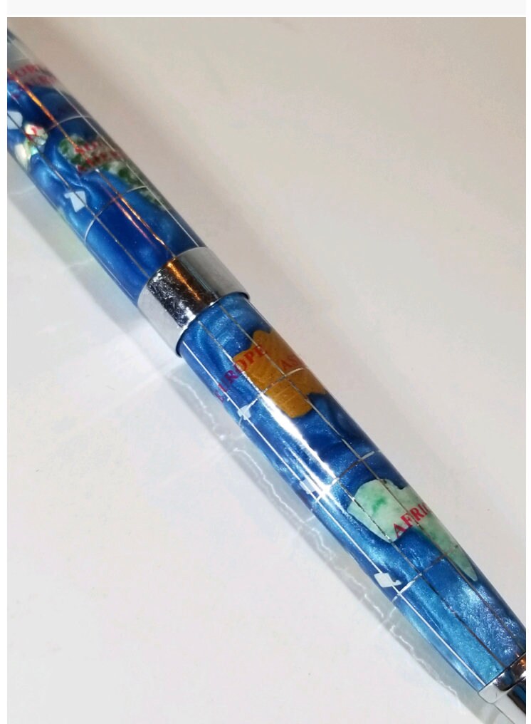 Vintage Collectible Marine Blue Gemstone Globe Pen With Accompanying ...