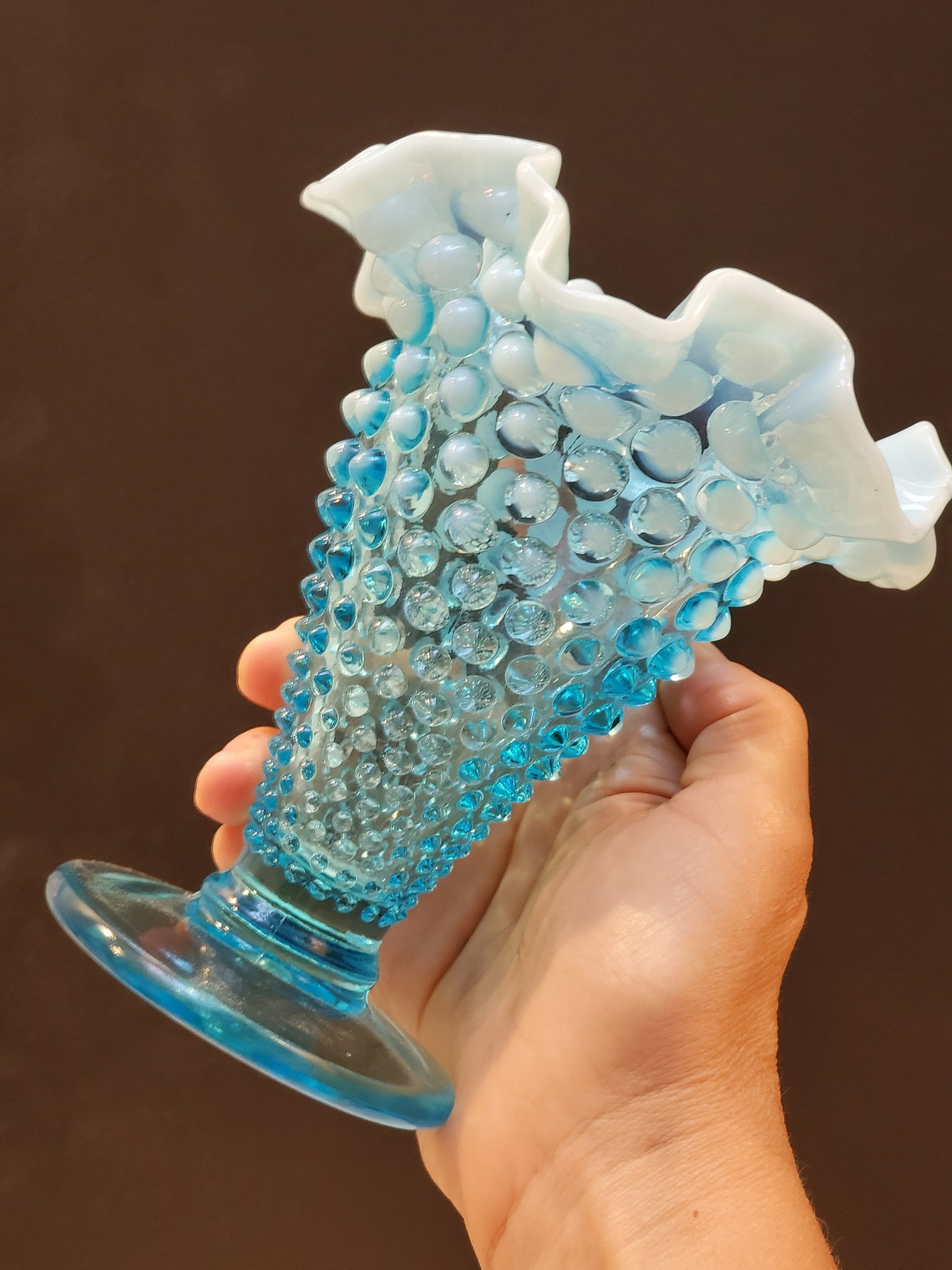 Gorgeous Vintage Cobalt Blue Fluted Glass Ruffled Vase by | Etsy