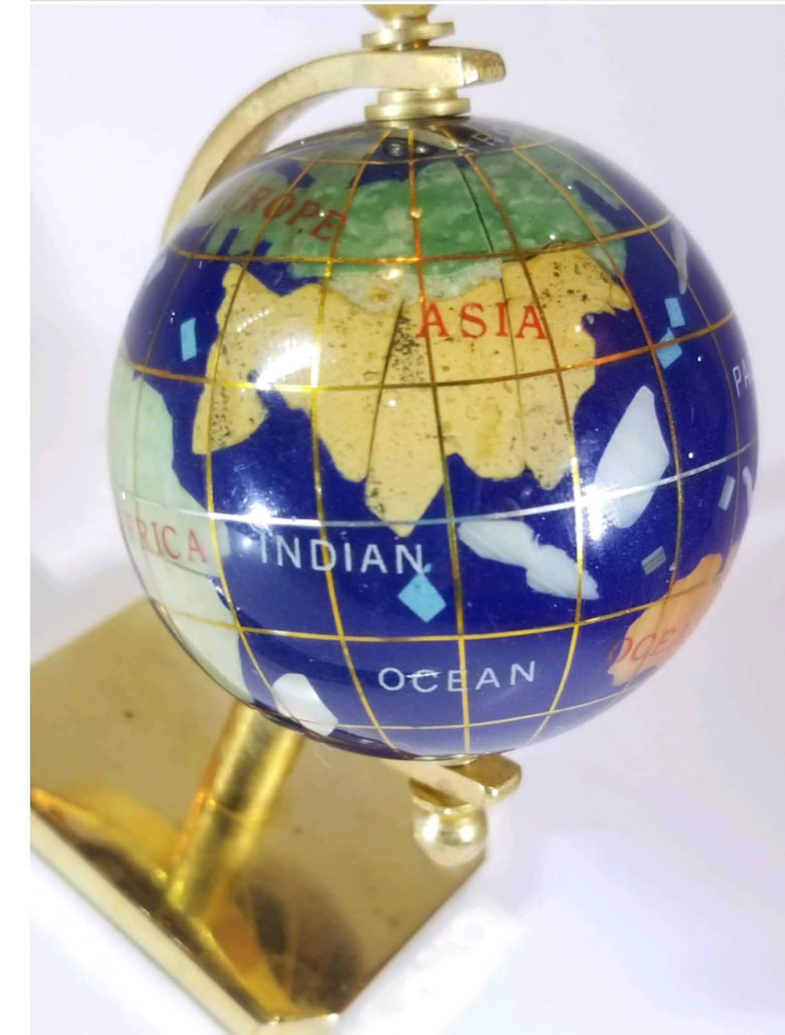 Vintage! Collectible Marine Blue Gemstone Globe Pen With Accompanying ...