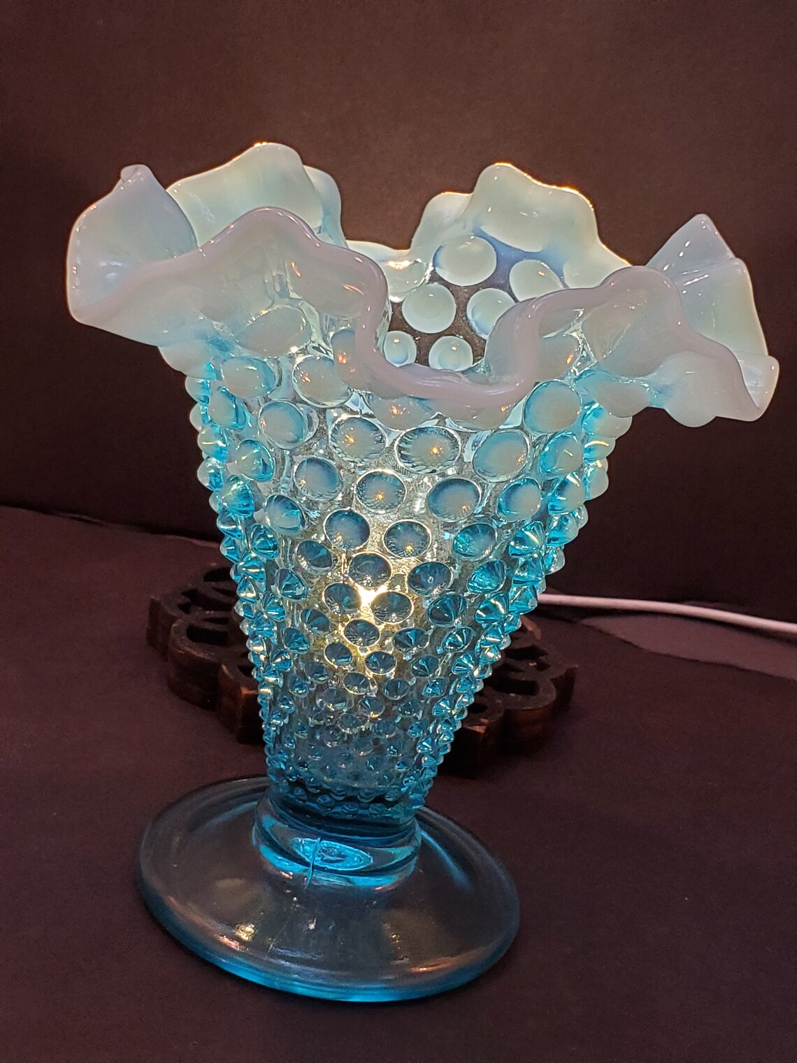 Gorgeous Vintage Cobalt Blue Fluted Glass Ruffled Vase by - Etsy