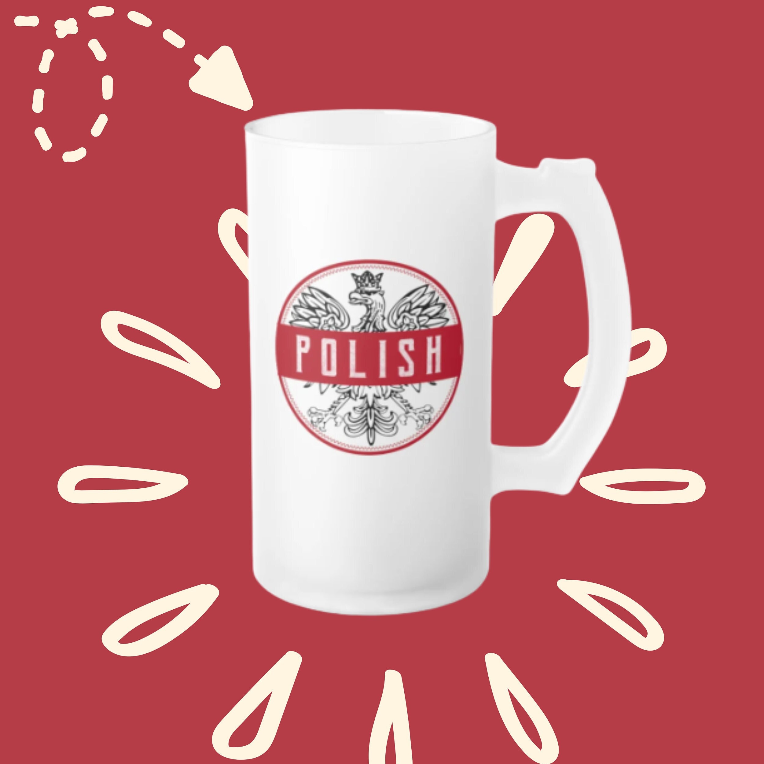Polish Eagle Frosted Glass Beer Mug, Beer Glass, Beer Mug Poland, Gift ...