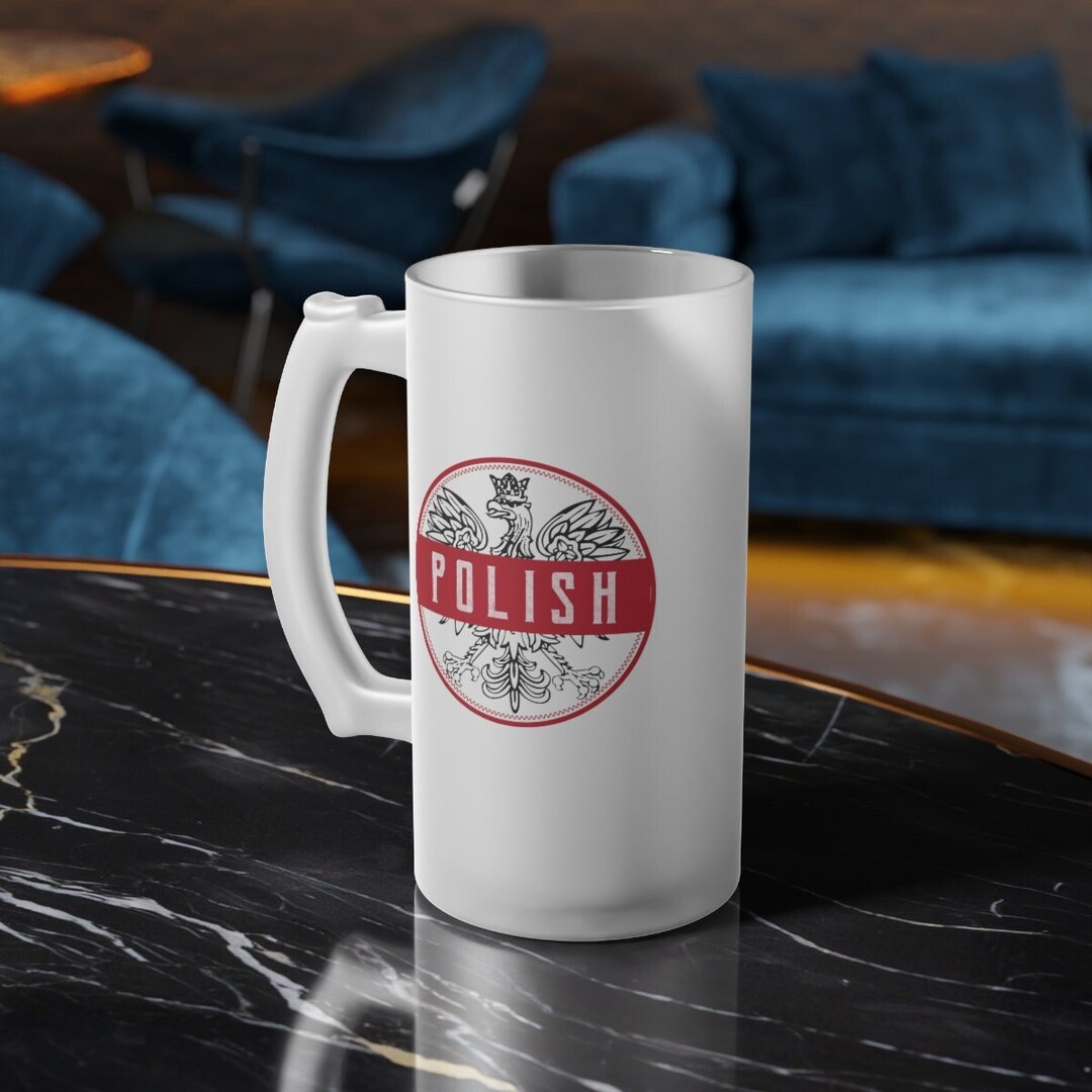 Polish Eagle Frosted Glass Beer Mug, Beer Glass, Beer Mug Poland, Gift ...