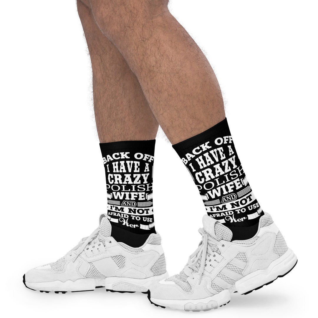 Polish Wife Crazy Wife Socks, Quirky Socks for Husband, Funny Polish ...