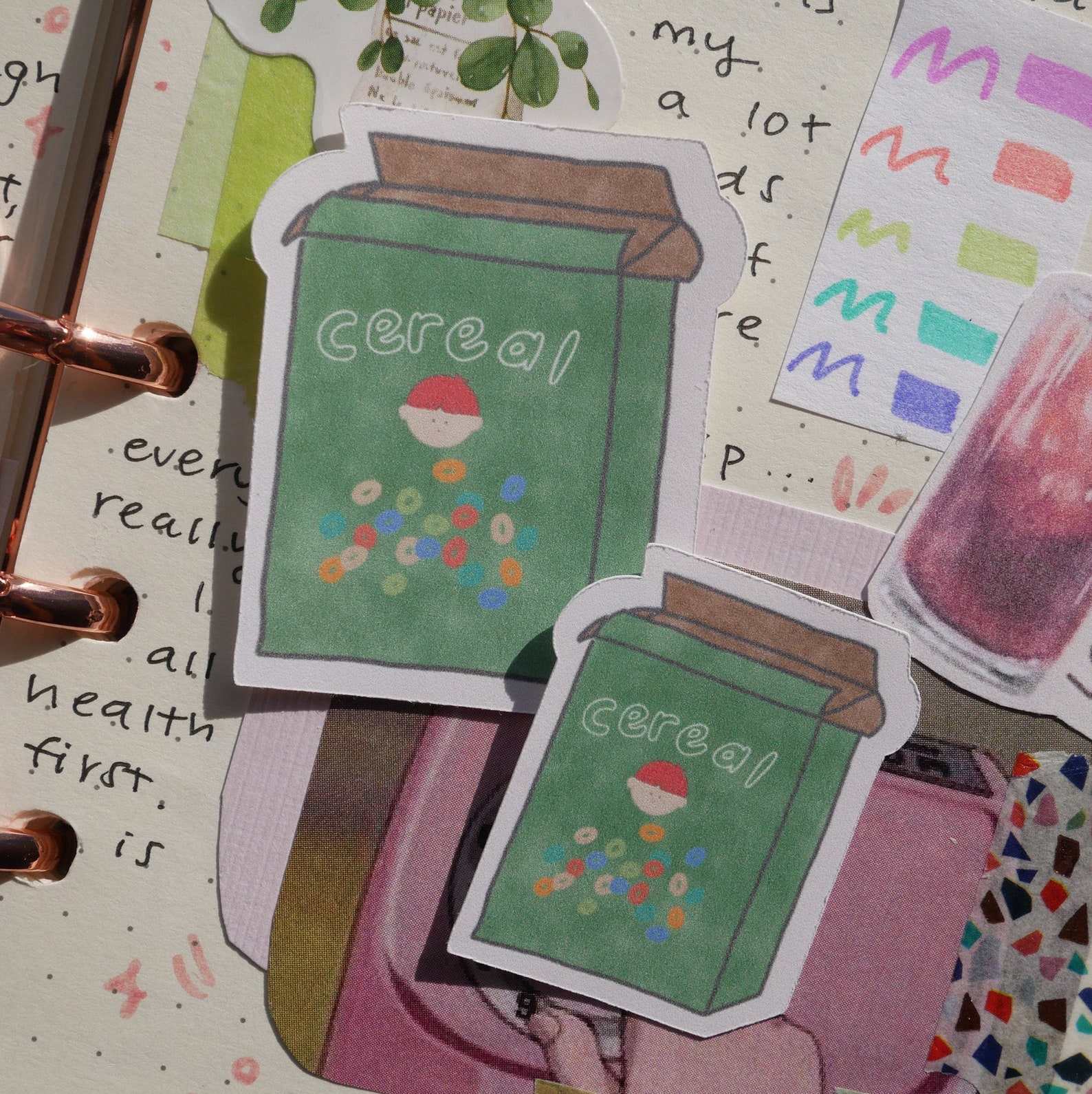3 PCS Cereal Box Sticker (matte, 2 Sizes): Cute Stickers for Planners ...
