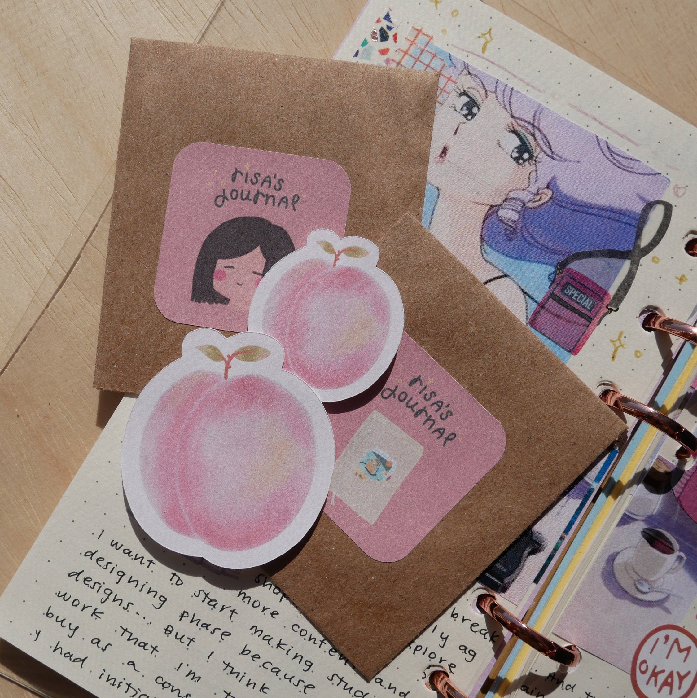 3 PCS Peach Sticker matte, 2 Sizes: Cute Stickers for Planners, Bullet ...