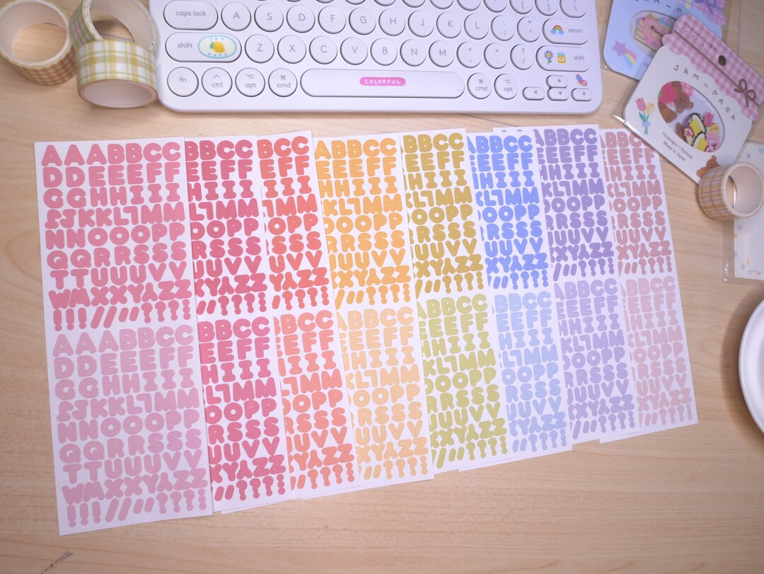 Alphabet Letter Sticker Sheet | 8 Colors - Etsy